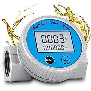 Epidioxi Turbine Flow Meter Waterproof Digital Fuel Flowmeter 2.37-26.41GPM for Water Diesel Fuel Methanol Kerosene Oil (1"NPT)