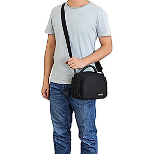 CADeN Compact Camera Shoulder Crossbody Bag Case Compatible for Nikon, Canon, Sony SLR/DSLR Mirrorless Cameras and Lenses Waterproof(1.0 S, Black)
