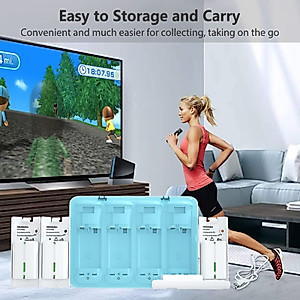 Battery Charger for Wii & Wii U Remote Controller,4pcs 2800mAh NiMH Rechargeable Battery Packs with 4-in-1 Charging Station for Wii & Wii U Game Remote [ Latest Upgrade Version]-White