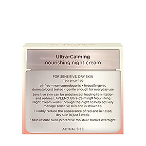 Aveeno Ultra-Calming Nourishing & Moisturizing Face & Neck Night Cream for Dry, Sensitive Skin with Calming Feverfew & Nourishing Oat, Non-Comedogenic, Oil-Free & Hypoallergenic, 1.7 oz (Pack of 3)
