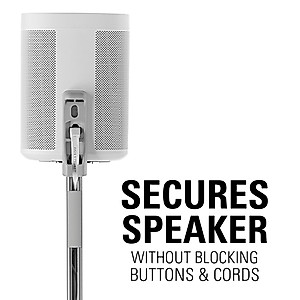 Sanus Adjustable Height Wireless Speaker Stands Designed for SONOS ONE, ONE SL, Play:1, and Play:3 - Tool-Free Height Adjust Up to 16" with Built in Cable Management - Single White…