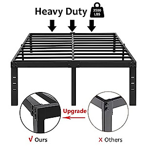 Kilyssa 18 Inch Queen Bed Frame, 3500lbs Heavy Duty Steel Slats Support Metal Platform Bed Frames Noise Free No Box Spring Needed,Black