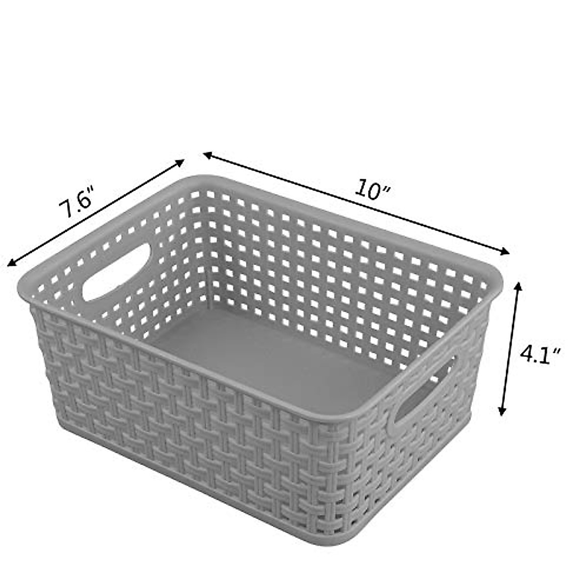 Zerdyne 6-Pack Plastic Weave Storage Basket, Light gray