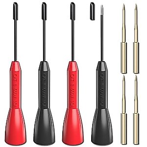 Goupchn Test Probe Set 4PCS 600V/10A Non-Destructive Back Probes and 4PCS Gold-Plated Precision Sharp Probes for 2mm Multimeter Leads Electrical Testing