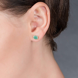 Galaxy Gold GG 1.8 Carat 14k Solid Gold Stud Earrings Natural Emerald