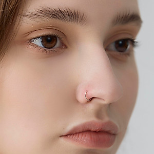 Thin Nose Rings Hoops for Women/Men,Tiny Small Silver Nose Rings 22g for Nose Piercings (1pc - 22 gauge - 7mm,925 Sterling Silver)