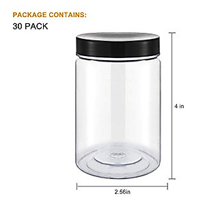 8 oz Durable Plastic Jars, Accguan Clear Container for Food Storage, Airtight Plastic Jars Ideal For Dry Food, Spices and Bird Feed Storage, 30 PACK