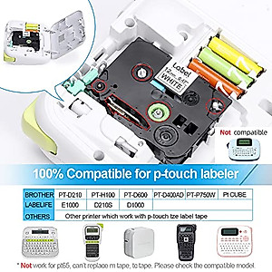 4 Pack Label Maker Tape Compatible Brother Label Maker Tape TZe-231 TZe231 12mm 0.47 Inch Laminated White Tape for Brother P-Touch PT-1290 PT-D210 PT-H100 PTD220 PTD600 Labeler, Black on White
