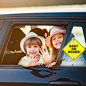 2PCs Baby On Board Signs- Suction Cups - Kids On Board Car Sticker - Waterproof Baby on Board Car Accessories Sign- Car Signs Baby On Board for Car Window Bumper Stickers