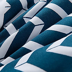 Shatex Full Size Comforter Set (86x82Inch) 3 Pieces,Cozy Bedding for All Season,Blue Bohemian Stripes Comforter,Ultra Soft 100% Microfiber Polyester,Triangle Comforter with 2 Pillow Shams (20x26Inch)