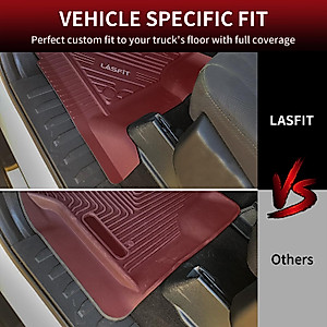LASFIT Floor Mats Fit for Ford F-150 2015-2024/ F150 Lightning 22-24 SuperCrew Cab (Rear w/o Under-Seat Fold Flat Storage), All Weather TPE Truck Liners,1st & 2nd Row, Black