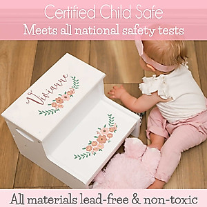 Personalized Boho Rainbow White Storage Step Stool Pastel