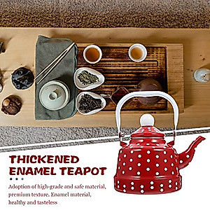 DEPILA Enamel Tea Kettle Stove Top Water Kettle 1L Coffee Kettle Stovetop Tea Kettle with Stainless Steel Filter Water Milk Warmer for Home Restaurant Kitchen Outdoor Red teapot