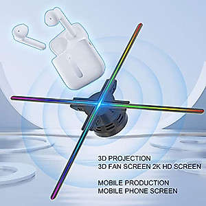 3D Hologram Projector, 20.47in 3D Hologram Advertising Display Fan WiFi Real Time Live Stream, Naked Eye Holographic Video Advertising Projector with 624LED Light for Business Store Shop Bar(US)