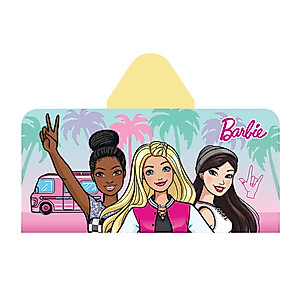 Barbie Bath/Pool/Beach Soft Cotton Terry Hooded Towel Wrap, 24 in x 50 in, By Franco Kids