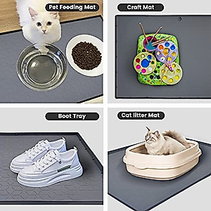 Under Sink Mat for Kitchen Waterproof, 34" x 22" Flexible Silicone Under Sink Liner with Drain Hole, Kitchen Cabinet Mat and Protector for Drips Leaks Spills, Gray