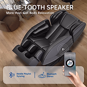 FOELRO 2024 Massage Chair, Full Body Massage Zero Gravity Chair with Foot Massage, Waist Heater, Bluetooth, Black Gray Color Collision Design