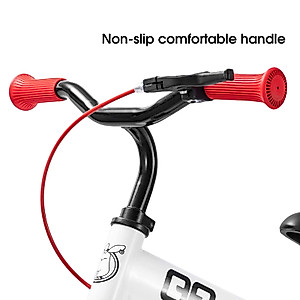 HAPTOO Balance Bike 12'' for 3-7 Years Old, Toddler Balance Bike with Adjustable Seat and Handlebar, Best Birthday Gift for Boys and Girls (White)