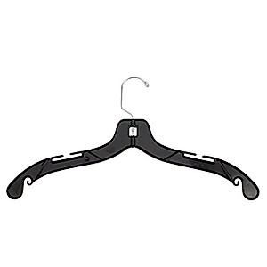 NAHANCO 2500 Plastic Shirt/Dress Hanger with Swivel Chrome Hook, Heavy Weight, 17", Black (Pack of 100)