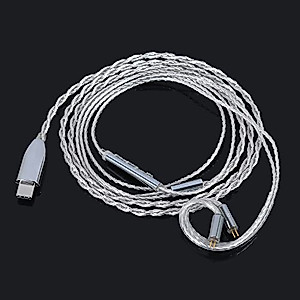 YYSEE Earphone Upgrade Cable,0.78mm 2pin Earbuds Replacement Cord,4 Cores OFC Silver Plated Earphones Audio Adapter for KZ ES4 ED16 ZS5 ZS6 ZSR ZST ZS10 (0.78mm,Sliver,Mic)