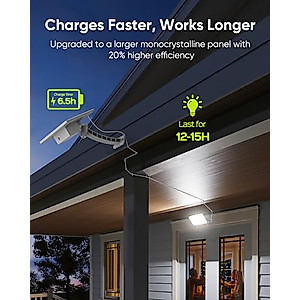 JACKYLED Solar Dusk to Dawn Light Outdoor 1000 Lumens 299 LED Solar Security Lights with Extension Cord, IP65 Waterproof Solar Powered Wall Spotlight Bright for Garden Patio Shed Carport Flag, White