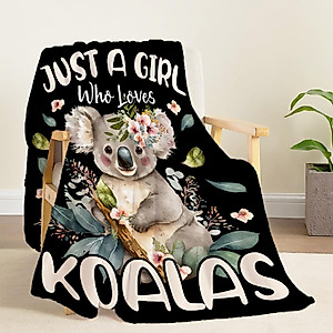 Koalas Blanket for Girls Just A Girl Who Loves Koala Gifts for Women Soft Comfortable Throw Blanket for Bedding Sofa Chairs Camping 40x50inches