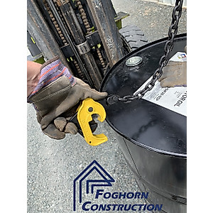 55 Gallon Drum Lifting Chain Hoist with 1 Ton Capacity - Webbing Sling Included for Extra Attachment Options Forklift, Crane, Jib Boom, Chain Lifter