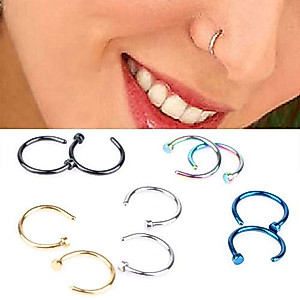 yueton Pack of 10 Nose Studs, Assorted Stainless Steel Body Jewelry Piercing Nose Open Hoop Ring Earring Body Piercing Studs Body Slave Jewelry