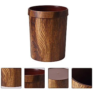BESPORTBLE Small Trash Bin 1Pc Plastic Wastebasket Trash Can, Imitated Wood Trash Can, Woodgraining Container Vintage Trash Can for Bedroom Bathroom, Office (Light Brown 29 x 22cm) Wastebasket