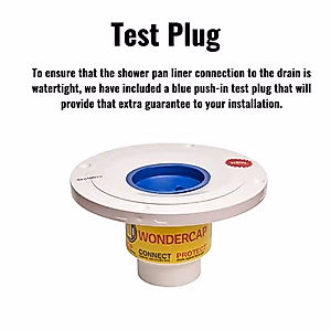 Shower Drain by WONDERCAP | All-In-One 2in Shower Drain, ABS Shower Drain | Tile Shower Drain Outlet + Square Chrome Brass Strainer