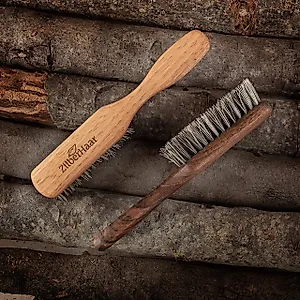 ZilberHaar Vegan Beard Brush - Stiff Bristles - Oiled Walnut and Mexican Tampico bristles - Animal-Free Beard Grooming Product - Made in Germany