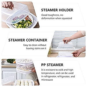 Rice Container Microwave Heating Microwave Cooker with Lid for Steaming Bread Bun Dumpling Fish Dumpling