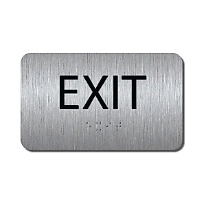 ALPHA DOG ADA SIGNS - Braille Exit Sign for Business, 3x5 Inch, ADA Compliant, ADA Exit Sign with Braille, Indoor or Outdoor, Easy Installation, Made in the USA, Brushed Exit Sign