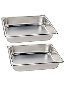 Premier Choice 2 Pack 1/2 Size Chafer Food Pan Stainless Steel Steam Table/Hotel Pan - 2 1/2" Deep