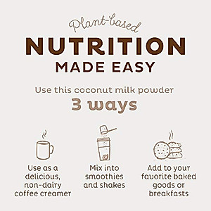 KOS Organic Coconut Milk Powder, USDA Certified - Sugar Free & Plant Based Creamer for Coffee, Tea, Smoothies - Vegan, Keto, Paleo Friendly, Non GMO, Gluten & Dairy Free - 12.6oz, 179 Servings