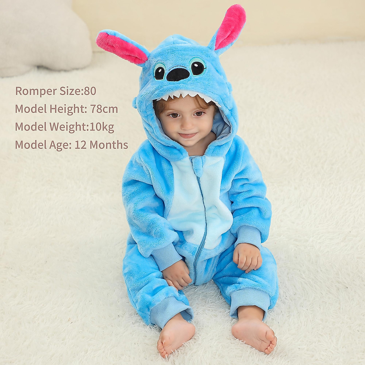 CLOHO Unisex Baby Flannel Romper Animal Onesie Pajamas Costume Hooded Cartoon Outfit Suit