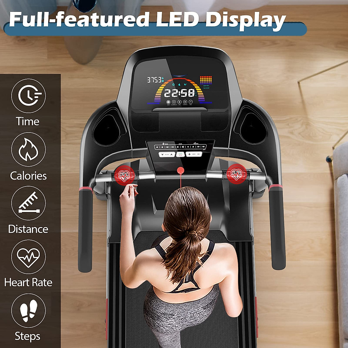 Goplus 4.75HP Folding Treadmill for Home Gym, Commercial Heavy Duty Superfit Treadmill with 15% Auto Incline, 20 Preset Programs, Bluetooth Speakers, LED Display, Smart APP, Running Walking Machine