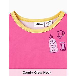 Disney Princess Dresses for Girls Belle Dress A Line Character Print Toddler Dress Toddler Girl Ruffle Long-Sleeve Fall Dress, Pink Dress 5-6 Years