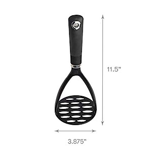 Cooking Light Potato Masher Sturdy and Heat Resistant, Safe for Non-Stick Cookware, Soft Grip Nylon Gadget, Black