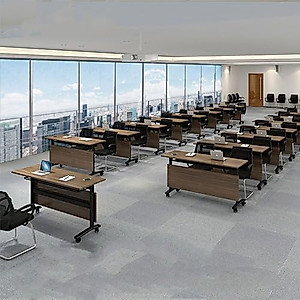 Conference Table Set of 3, Foldable Meeting Table Set with Modesty and Lockable Wheels, Meeting Seminar Table Multifunctional Computer Desk for Home, Office, Conference Room (55.11x19.68x29.52IN)