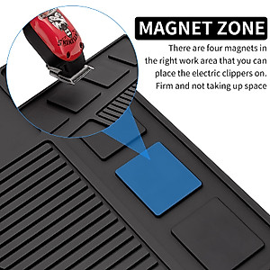 CestoMen Barber Tools Organizer Mat, Clippers Mat, Flexible and Anti-slip Magnetic Barber Mat, Magnet Strip Station Pad for Hairstylist(BLACK)