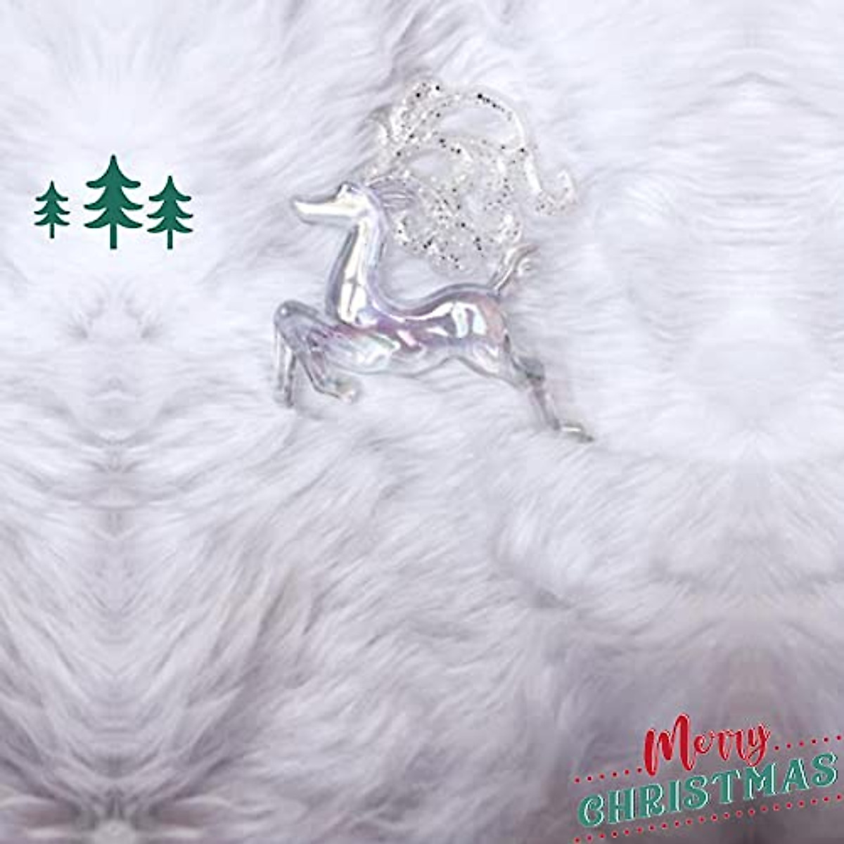 Bigomila Faux Fur Christmas Tree Skirt Snow White Xmas Tree Skirt Fluffy Christmas Tree Mat Plush Christmas Tree Skirt Decoration Xmas Trees Ornaments (35.4 inch)