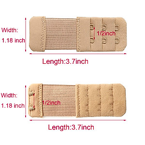 SAMGU Women's Bra Extenders 2 Hook Elastic Stretchy Bra Extension Strap (one size, 2 Hook 1/2 inch, Black/Skin/White)