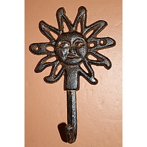 Set of 3 Cast Iron Sun, Moon and Star Wall Hooks for Entryways or Any Hanging Storage Location You Need a Handy Hook. Heavy Duty and Durable!