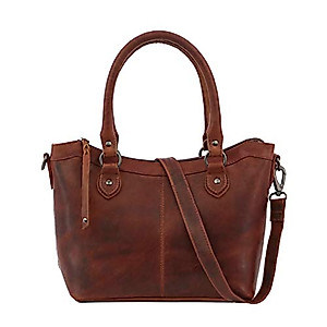 Lady Conceal Carry Sadie Satchel-Spacious Shoulder Bag Crossbody Purse with Universal Gun Holster & YKK Locking-Dark Mahogany