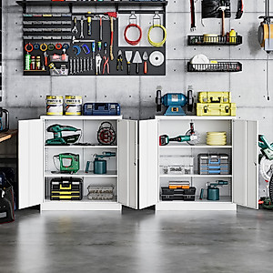 STANI Metal Storage Cabinet, Metal Cabinet with Adjustable Shelf and Drawer, Lockable Lateral Filing Storage Cabinet, Filing Cabinet Lockable Doors for Home Office School, Assemble Required