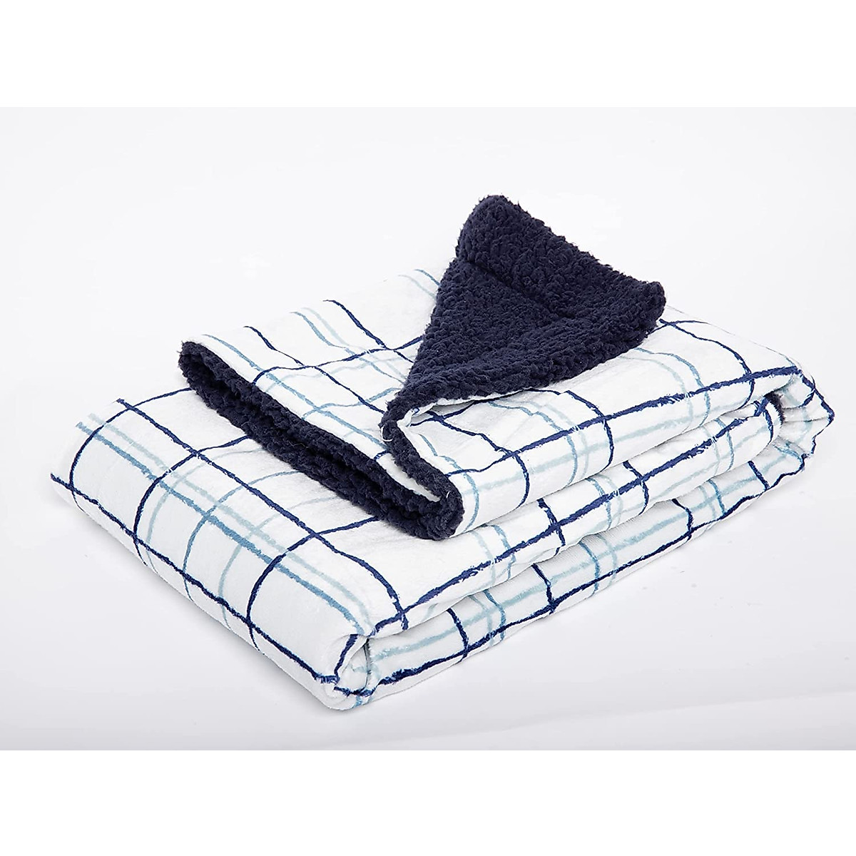 Lila & Jack Reversible Mink and Sherpa Baby Blanket, Newborn - Toddler Blanket 30 X 40 Inches (Mix Grid)