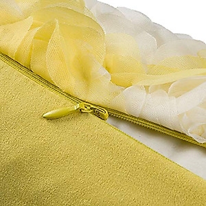 JWH 3D Flower Throw Pillow Cover Decorative Colorful Accent Pillow Case Handmade Pillowcase Bed Sofa Couch Living Room 18x18 Inch Beige Yellow