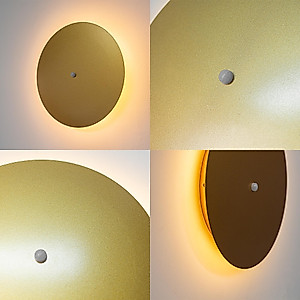 SKIVTGLAMP 9.84″Iron Wall Sconce Rechargeable Battery Operated LED IR Sensor Wall Lamp, No Drilling Cordless Farmhouse Grind Arenaceous Paint for Rustic Backlight Leaning Customizable (Golden)