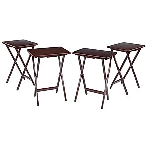 Winsome Wood Snack Table, Antique Walnut Finish, Set of 4